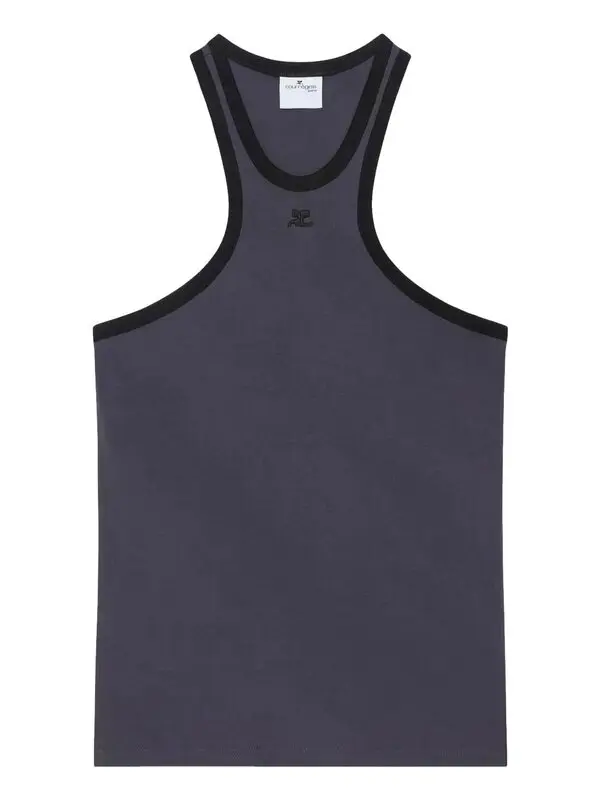 COURREGES Contrasting-trim Scuba Tank Top - Grey
