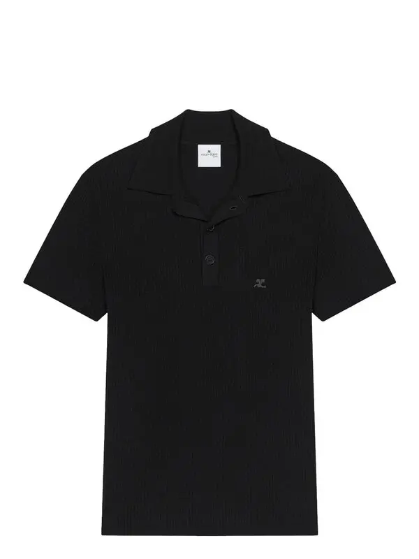 COURREGES Ribbed Polo Shirt - Black