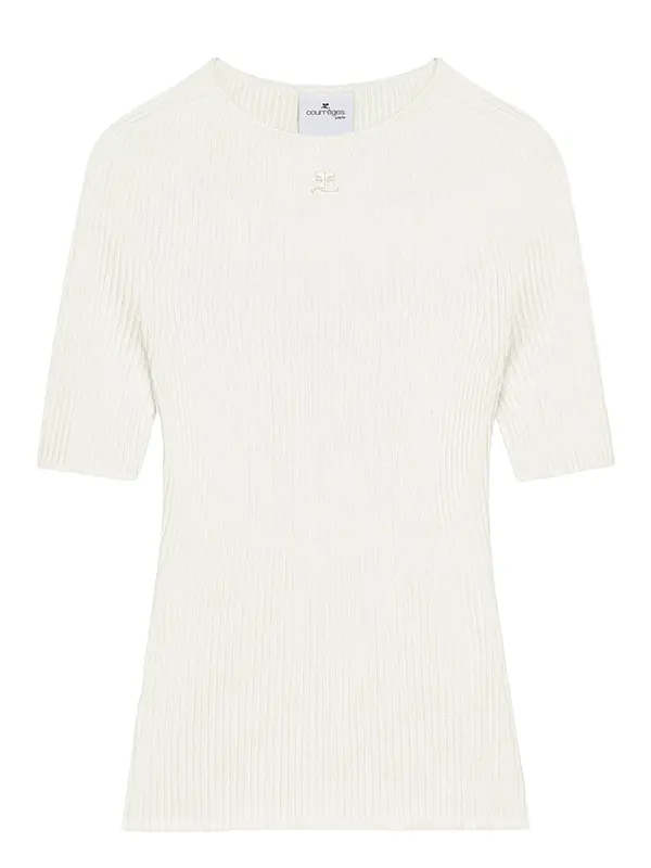 COURREGES Ribbed-knit Top - White