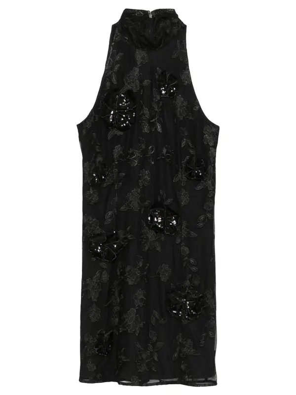 Remain Birger Christensen Floral-embroidered Mini Dress - Black
