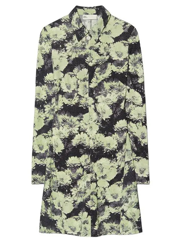 Tory Burch Printed Jersey Polo Dress - Green Pixel Floral