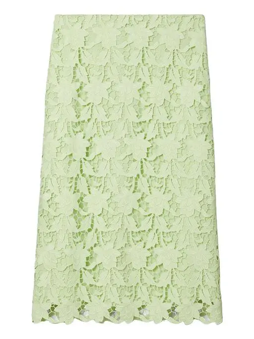 Tory Burch Guipure Lace Pencil Skirt - Minted Green