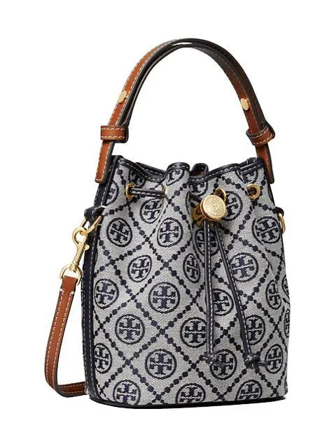 Tory Burch T Monogram Mini Bucket Bag - Tory Navy