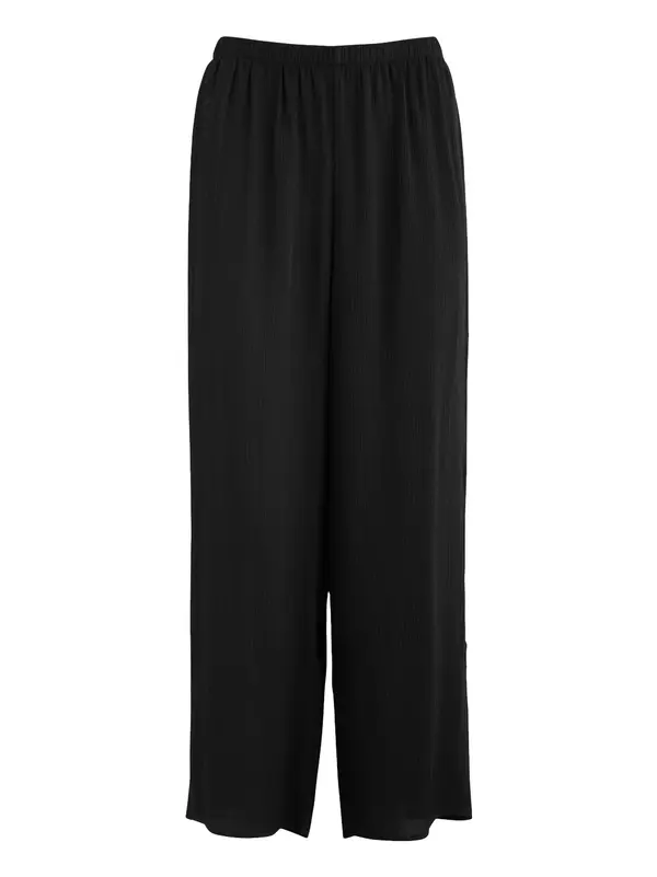 Eileen Fisher Cropped Wide-leg Silk Trousers - Black