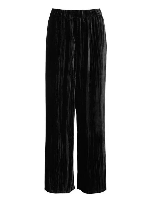 Eileen Fisher Wide-leg Velvet Trousers - Black