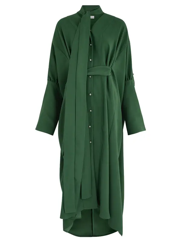 Palmer//harding Emotive Belted Midi Dress - Dark Green