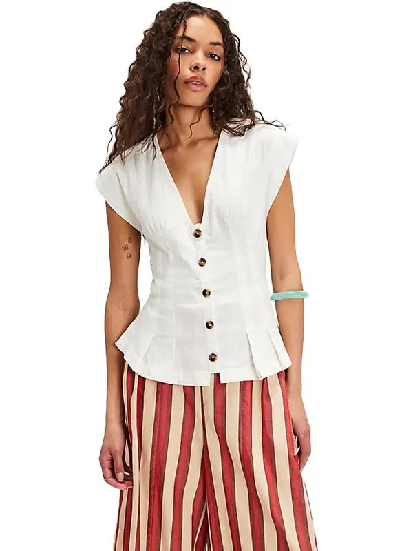 Free People Dylan Fitted Vest - Ivory