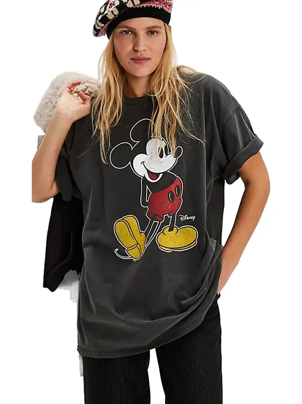 Junk Food Clothing Junk Food Classic Mickey Crackle T-shirt - Black