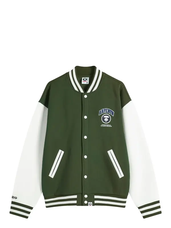 A BATHING APE Aape Now Fleece Baseball Jacket - Dark Green