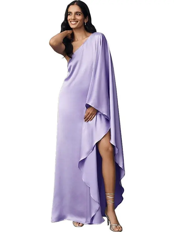 Bhldn Tiana One-shoulder Satin Kaftan Maxi Dress - Purple