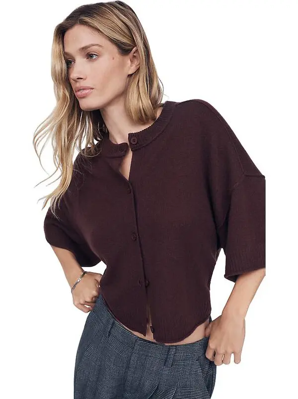 Anthropologie Goldie Crew-neck Cashmere Cardigan - Chocolate