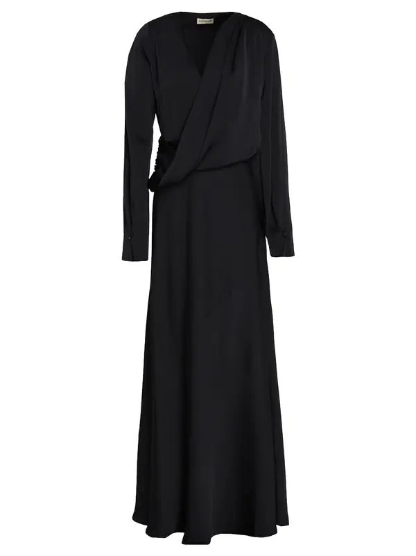 NICHOLAS Draped Satin Maxi Dress - Black