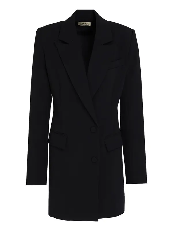 NICHOLAS Double-breasted Crepe Blazer - Black