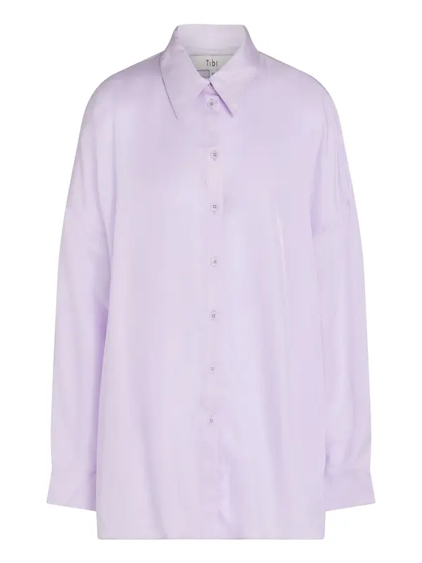 Tibi Oversized Satin-twill Shirt - Lilac