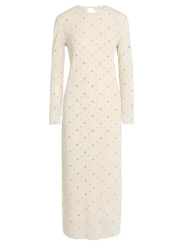 Tibi Cutout Glittered Mesh Midi Dress - Ecru