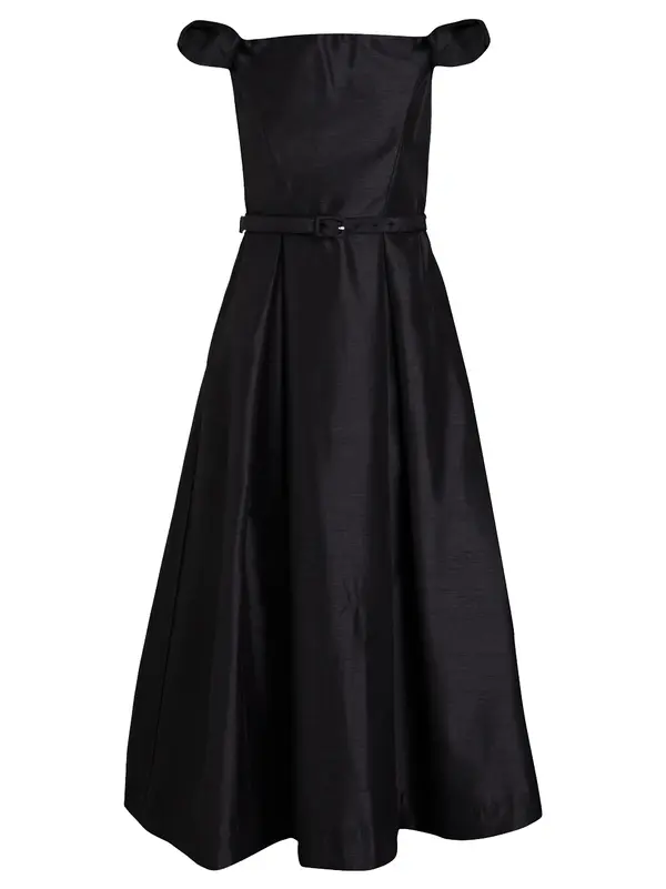 NICHOLAS Off-the-shoulder Taffeta Midi Dress - Black