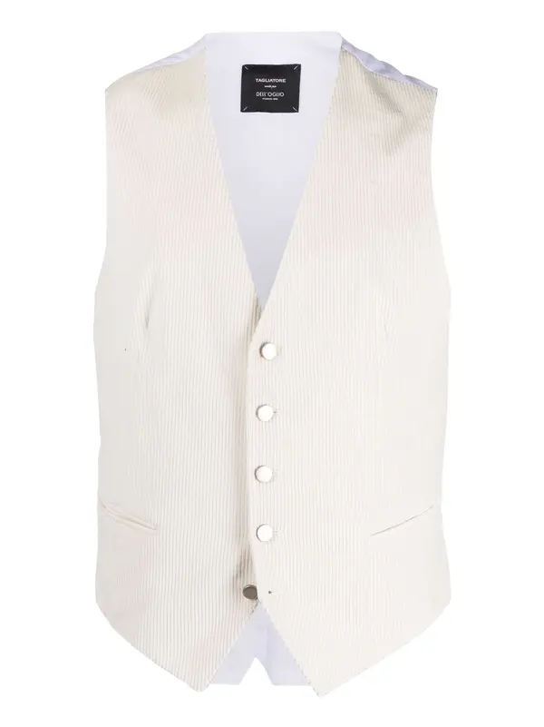 Tagliatore Corduroy Single-breasted Waistcoat - White