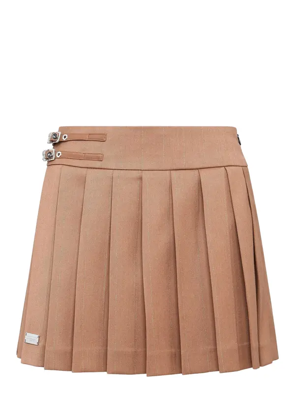 Philipp Plein Plissé Mini Skirt - Brown