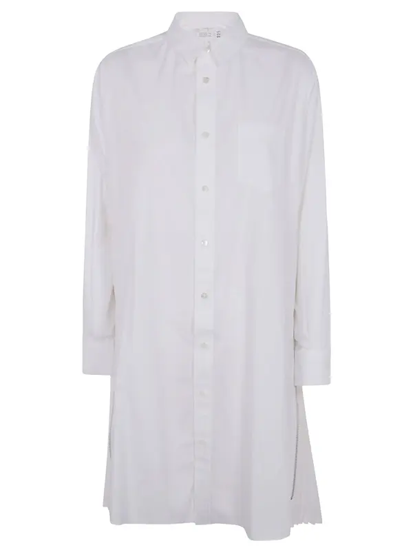 Sacai Pleated Shirtdress - White