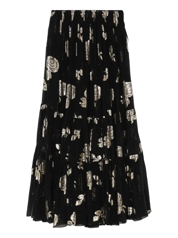 Chloé Floral-jacquard Maxi Skirt - Black