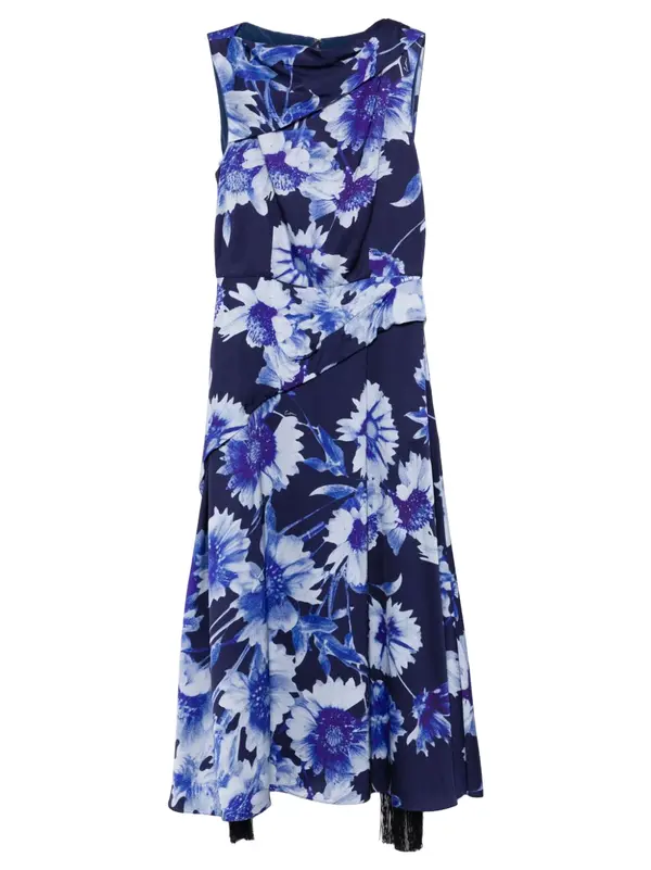 Erdem Floral-print Midi Dress - Blue