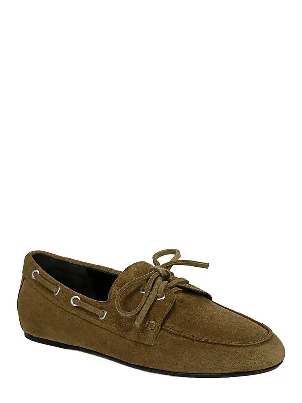 Vince Marin Boat Loafers - Olive Wood Green Suede