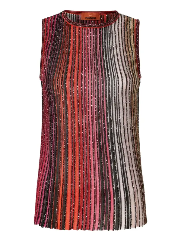 Missoni Sequin-embellished Striped Vest - Red