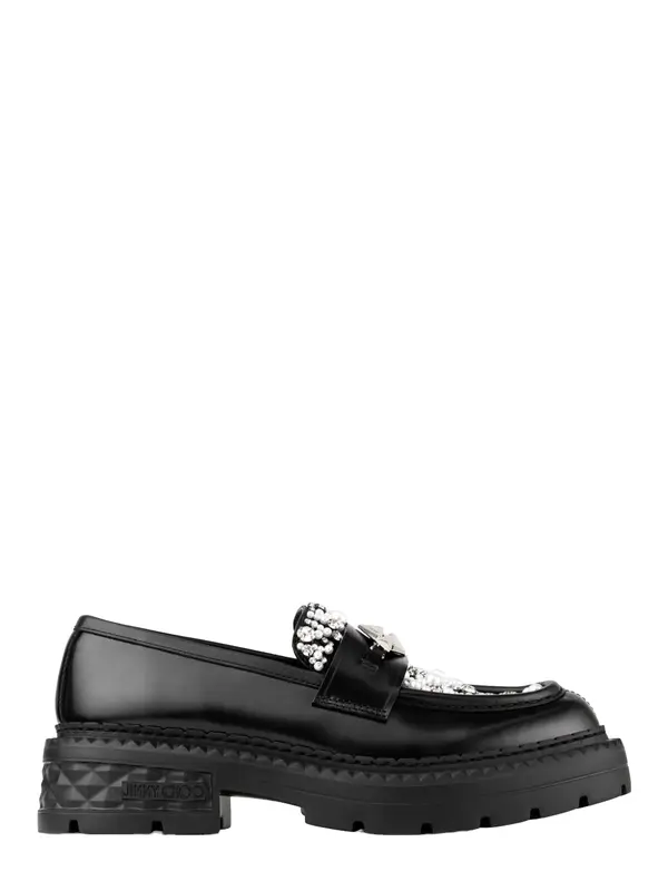 JIMMY CHOO Marlow Diamond Loafers - Black
