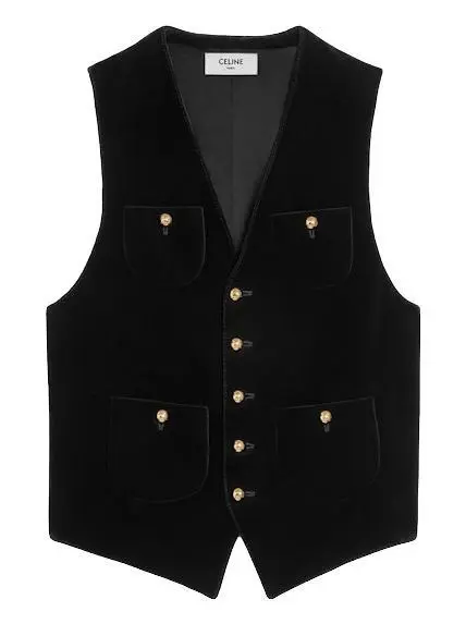 Celine Cotton Velvet Waistcoat - Black