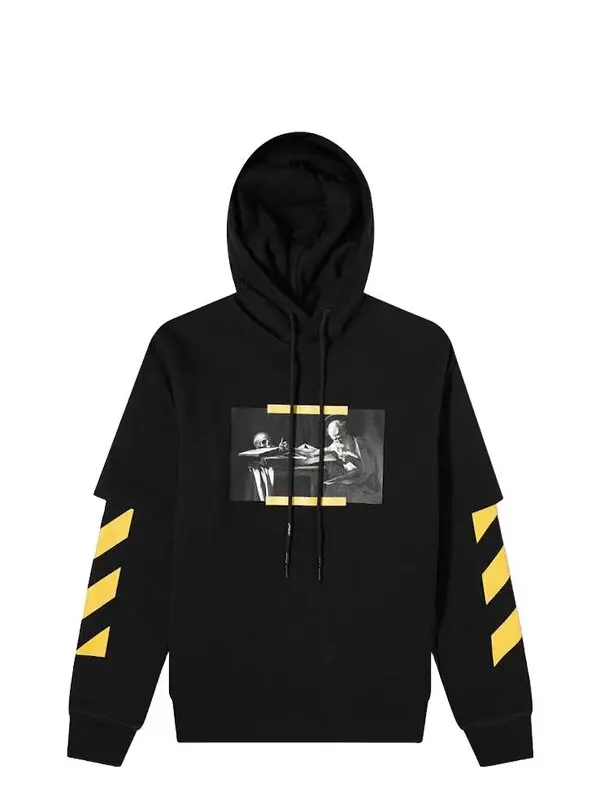 Off-White Caravaggio Painting Double Sleeve Hoodie - Black