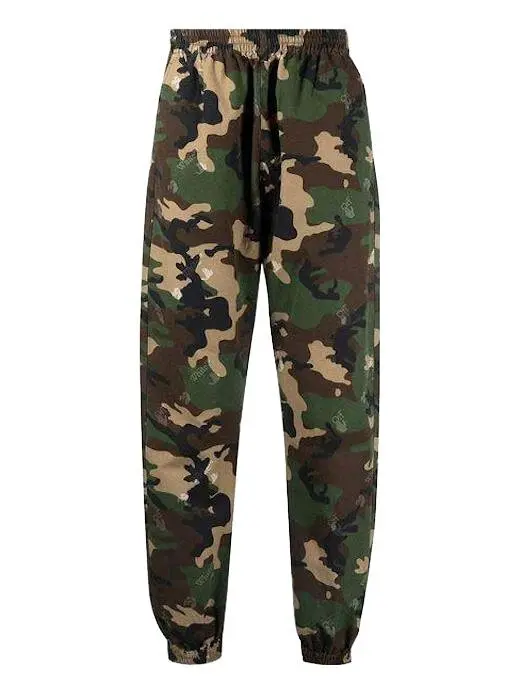Off-White Logo Camo Casual Pants - Camo Green