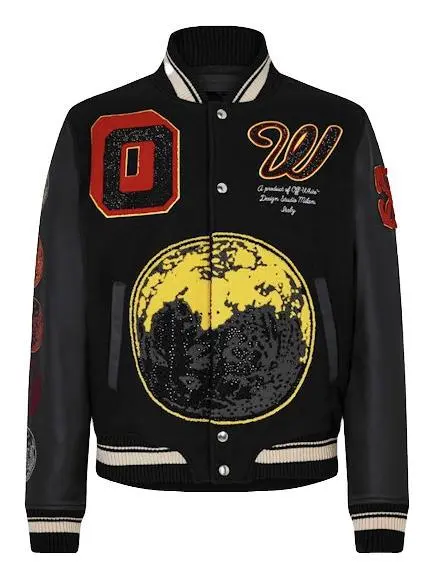Off-White Moon Phase Sierra Leone Varsity Jacket - Black
