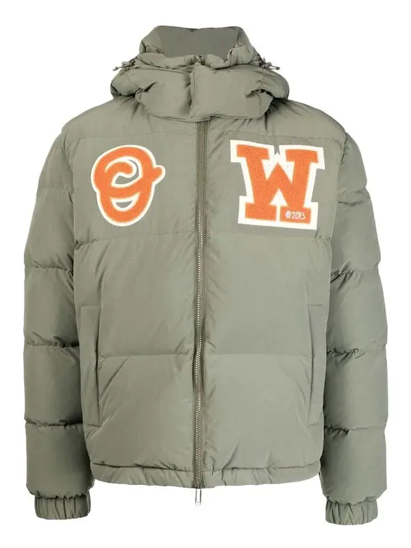 Off-White Ow Patch Puffer Coat - Army Green