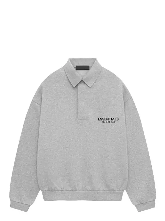 Fear Of God Essentials Fleece Polo Shirt - Light Heather Gray