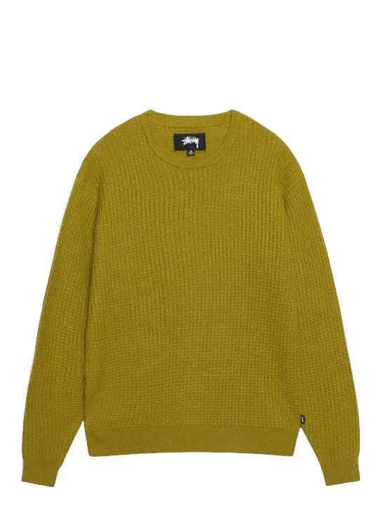 StÜssy Waffle Knit Cashmere Crew - Moss
