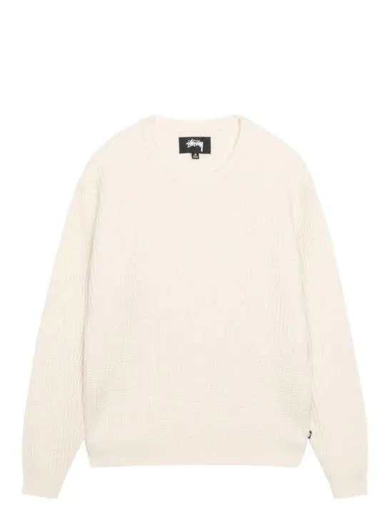 StÜssy Waffle Knit Cashmere Crew - Natural