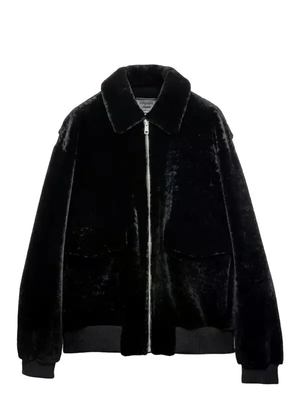 Prada Shearling Bomber Jacket - Black