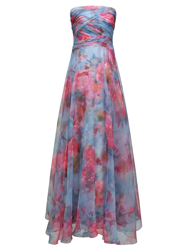 Theia Giselle Strapless Gown - Arctic Floral