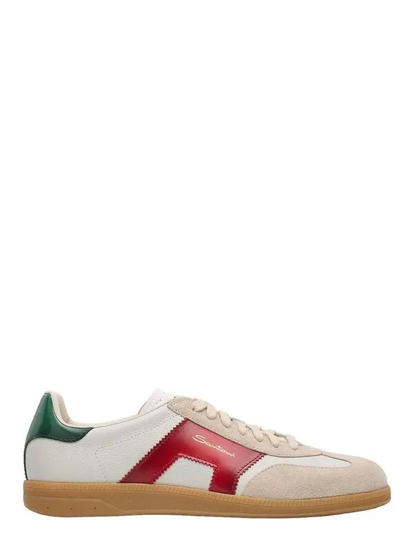 Santoni Olympic Leather Low-top Sneakers - White/red