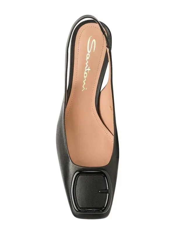 Santoni Buckle Slingback Leather Pumps - Black