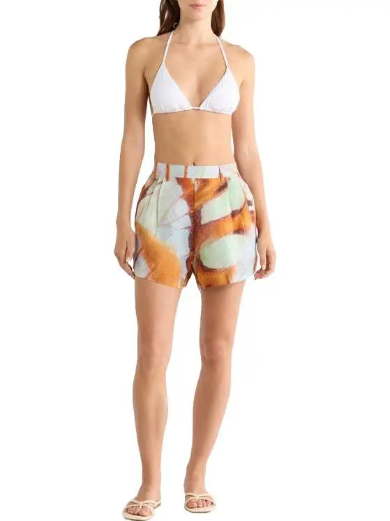 Vitamin A® Getaway Linen Cover-up Shorts - Malachite Butterfly