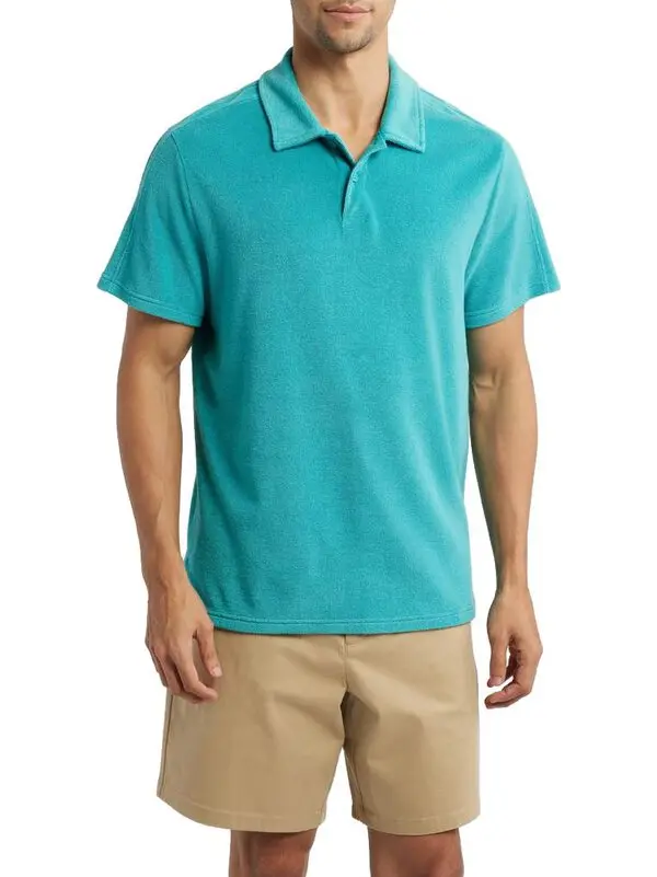 FAIR HARBOR Terry Cloth Polo - Baltic Teal