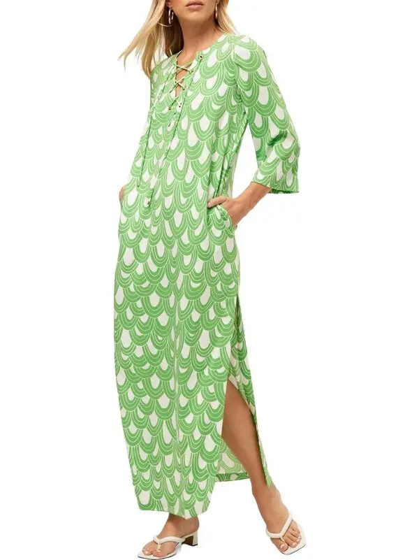 Trina Turk Catamaran Printed Maxi Dress - Grass Court Green/whitewash