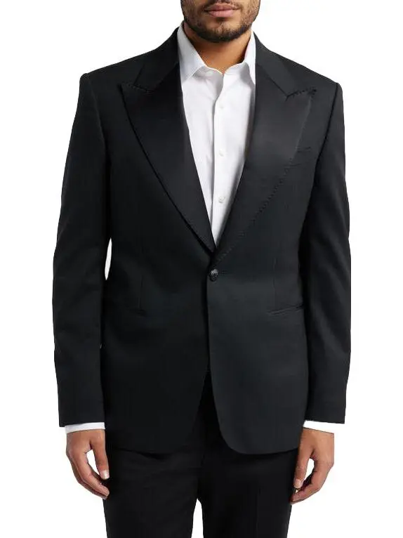 Zanella Chambers Stretch Wool Tuxedo Jacket - Black