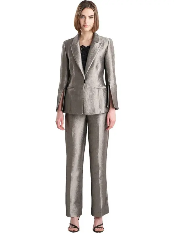 Natori Metallic Jacquard Blazer - Dark Copper