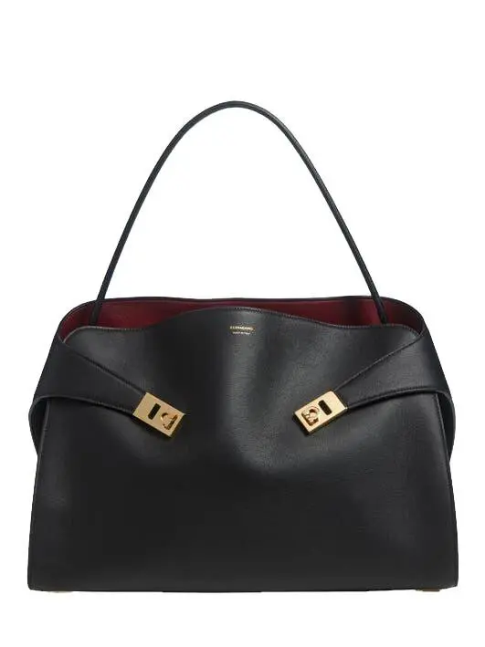 FERRAGAMO Large Hug Tote - Nero/ Borgogna