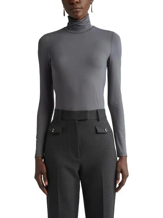 St. John Nuda Jersey Turtleneck Top - Shadow