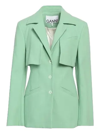GANNI Crepe Blazer - Green