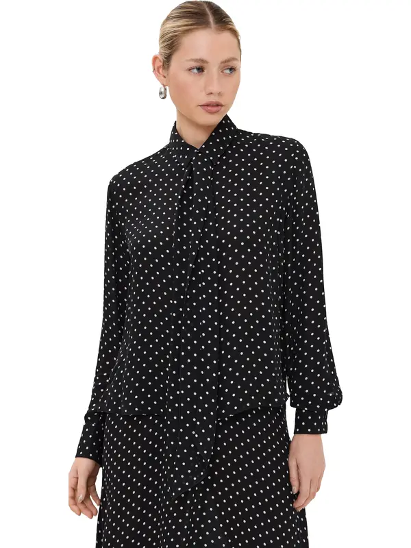 Wardrobe.NYC Polka-dot Silk Blouse - Black Polka Dot