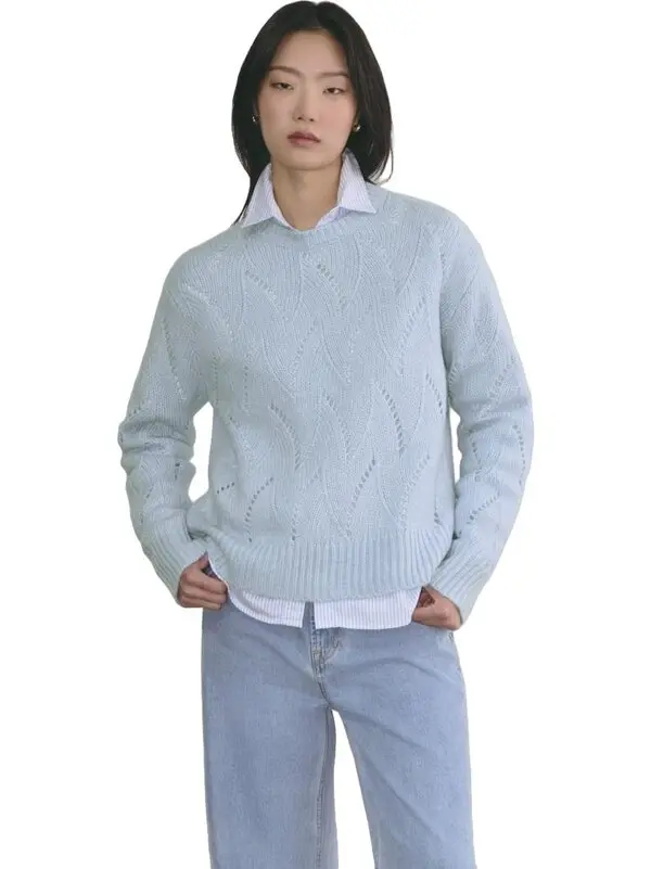 Everlane Pointelle Knit Sweater - Chambray Blue